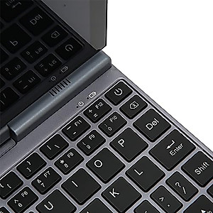 Jopwkuin Foldable Mini Laptop, 8 Inch Laptop PC Full Featured 180 Degree Flip LPDDR5 12GB RAM Touch Screen 100‑240V with Stylus for Drawing (12GB+128GB US Plug)