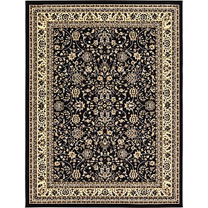 Rugs.com Yasmin Collection Rug – 9' x 12' Black Medium Rug Perfect for Living Rooms, Large Dining Rooms, Open Floorplans