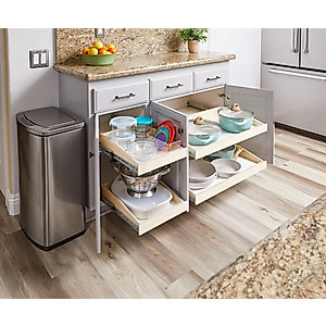 Slide-A-Shelf Made-to-Fit Slide-Out Shelf: Poplar Wood Front with Full Extension Rail