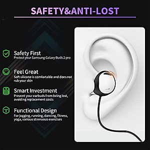 WOFRO Anti-Lost Strap for Galaxy Buds 2 Pro (2022), Sports Soft Silicone Lanyard Accessories Compatible with Samsung Galaxy Buds Pro 2 True Wireless Bluetooth Earbuds Neck Rope (Black), In Ear