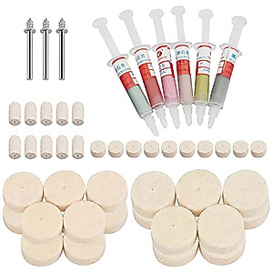 Polishing Lapping Paste and Felt Polishing Buffing Wheel Set 49Pcs Wool Felt Polishing Pad Wheel Professional Accessories for Final Polishing Metal and Jewelry