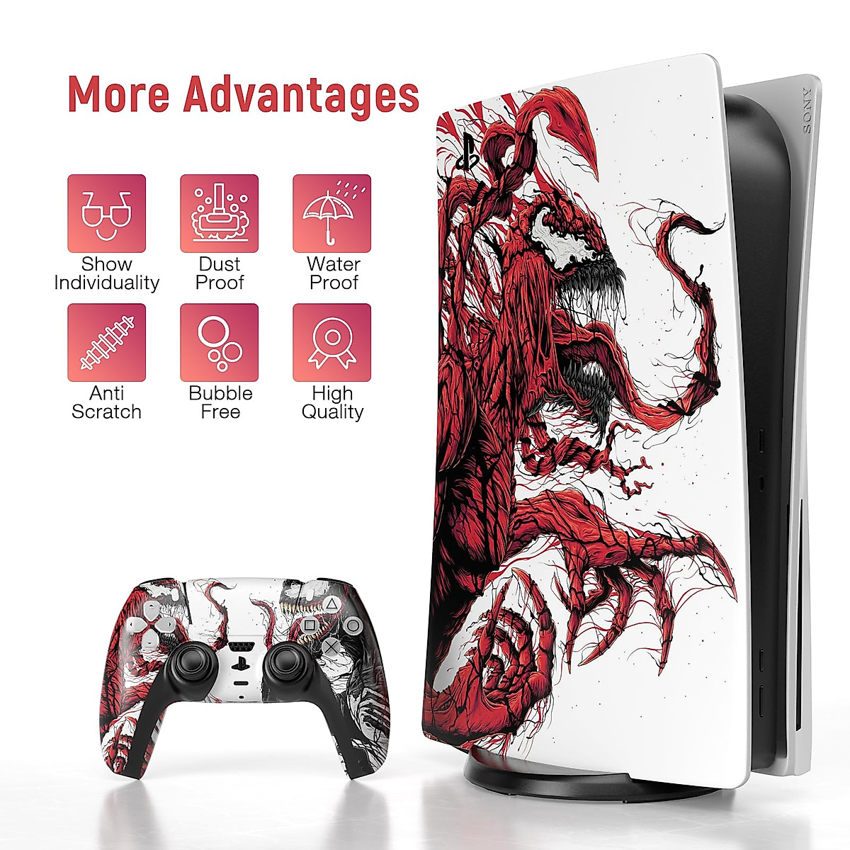 TESSGO PS 5 Skin Disc Edition Anime Console and Controller Vinyl Sticker, Durable, Scratch Resistant, No Bubble, Precisely Line Up, Compatible with Play S tation 5
