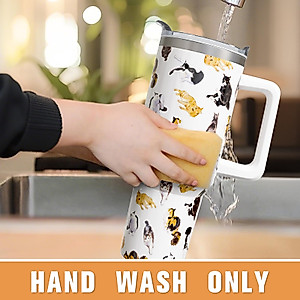 30 oz Cat Tumbler with Handle and Straw, Stainless Steel Vacuum Insulated Travel Coffee Mug Cup Water Bottle, Cat Stuff Accessories Decor, Cat Lover Gifts for Women Girls