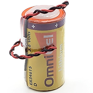 OmniCel ER34615 3.6V 19Ah Size D Lithium Battery with Wire Leads Replaces Eagle Pitcher PT-2300, Saft LS-33600 LS33600C, Tadiran TL-2300 TL-4930 TL-5930, Tekcell SB-D01 SB-D02, Xeno XL-200F XL-205F
