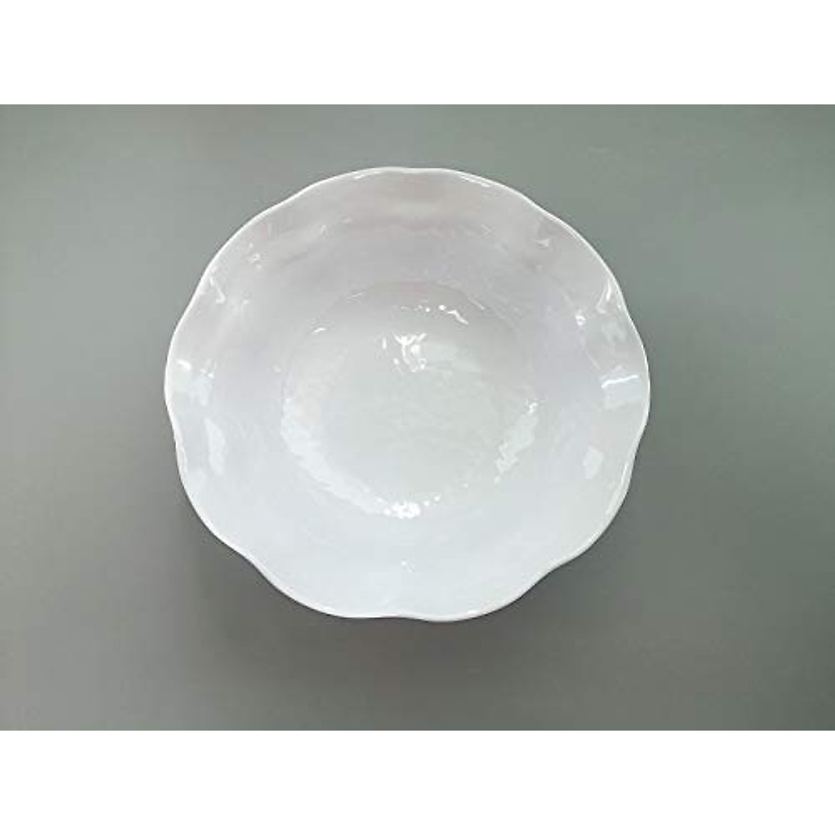 lok-osemile Ruffle in Round BPA-Free Melamine Round Salad, Mixing Bowl, 12.5-Inches, White