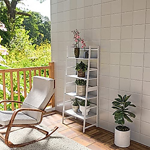 WTZ Bookshelf Book Shelf, Bookcase Storage Shelves Book case, Ladder Shelf for Bedroom, Living Room, Office MC-801(White)