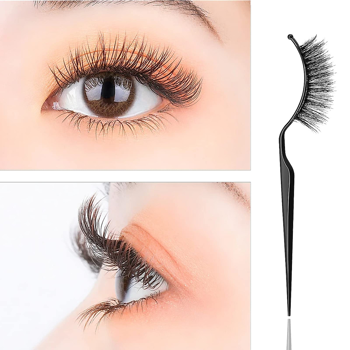 12 Pcs False Eyelashes Display Stick Eyelashes Applicator Tool 3D Eyelash Extensions Style Try on Sticks Planting Grafted Eye Lashes Applicator ​(Black, Transparent）
