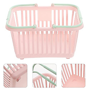 Toddmomy 3pcs Portable Shower Basket Grocery Baskets With Handles Small Basket with Handle for Organizing, Bathroom Kitchen Room Bedroom（Pink）