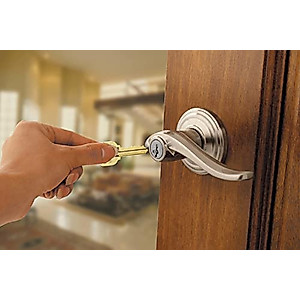 Kwikset Tustin Entry Door Lock Lever, Secure Keyed Exterior Entrance, With Reversible Handle, SmartKey Re-Key Security Technology and Microban Protection in Venetian Bronze