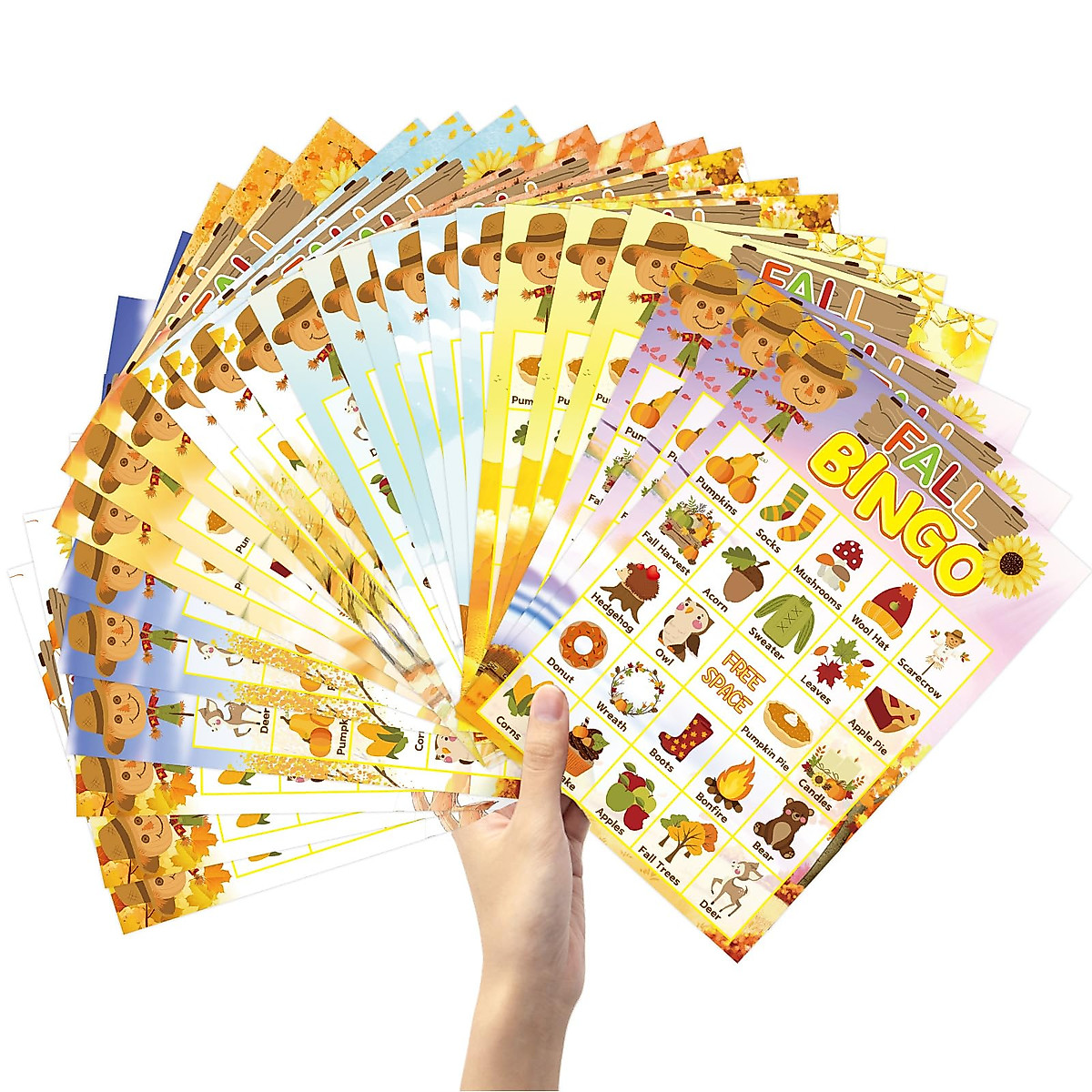 Fall Bingo Game for Kids 24 Players Happy Harvest Thanksgiving Party Game Supply