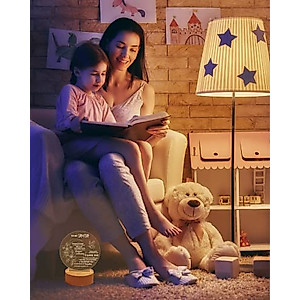 NISCHA Mothers Day Gifts from Daughter Son,Top Mother's Day Presents Ideas,Unique Mom Birthday Gift,3D Acrylic Night Lamp with Wooden Base and Greeting Card,3 Colors Touch Control (to my mom)