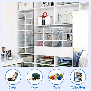 24 Pack Medium Shoe Organizer Shoe Storage Box for Closet, Shoe Boxes Clear Plastic Stackable, Sneaker Storage Shoe Containers Shoe Box Storage Containers, Clear Shoe Boxes Stackable Storage Bins