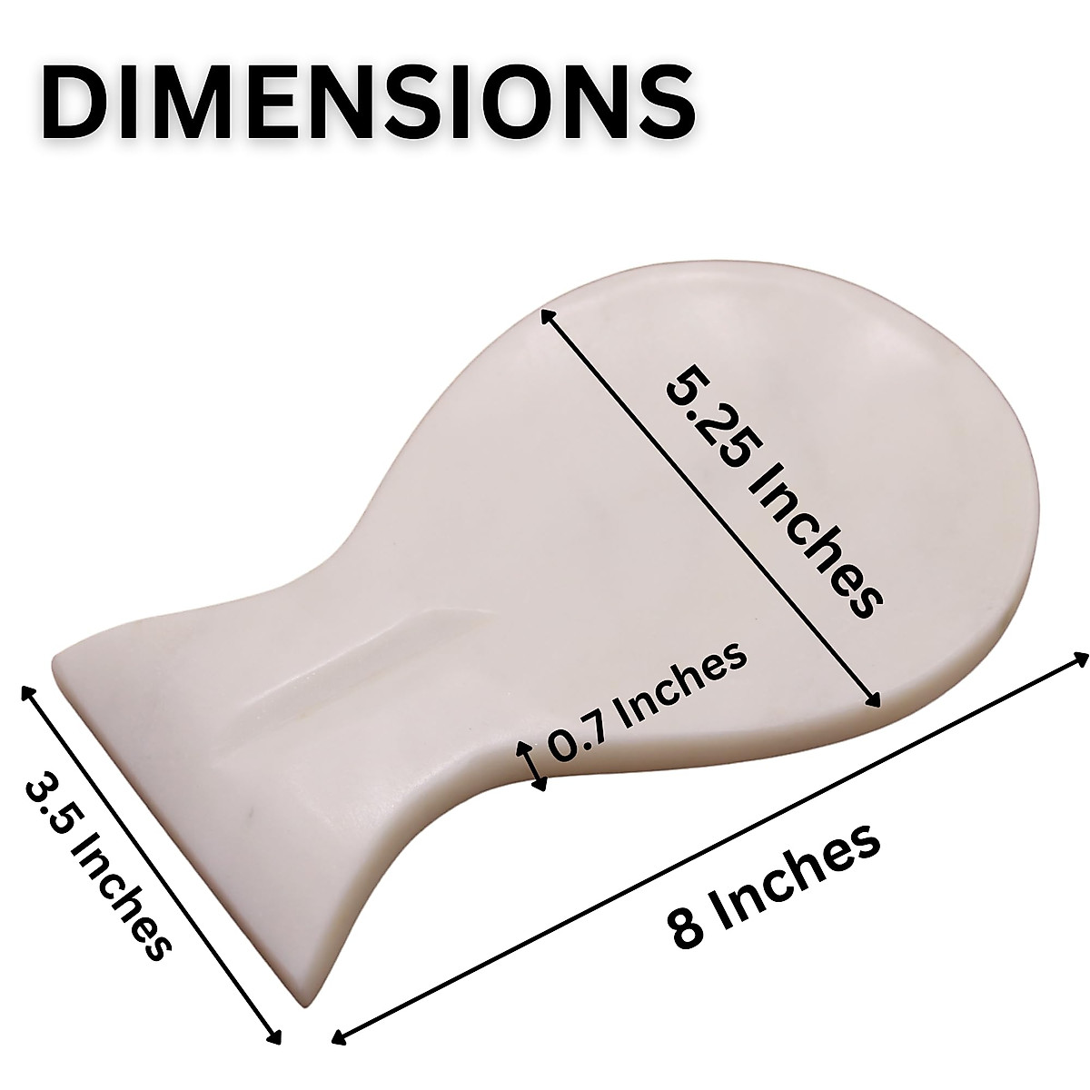 KC KULLICRAFT Spoon Rest Handmade Marble Big White Spatula Ladle Fork Utensil Rest - Spoon Rests Keeper Kitchen Organizer - Chef Cooking Helper Tool Countertop Spoon Holder