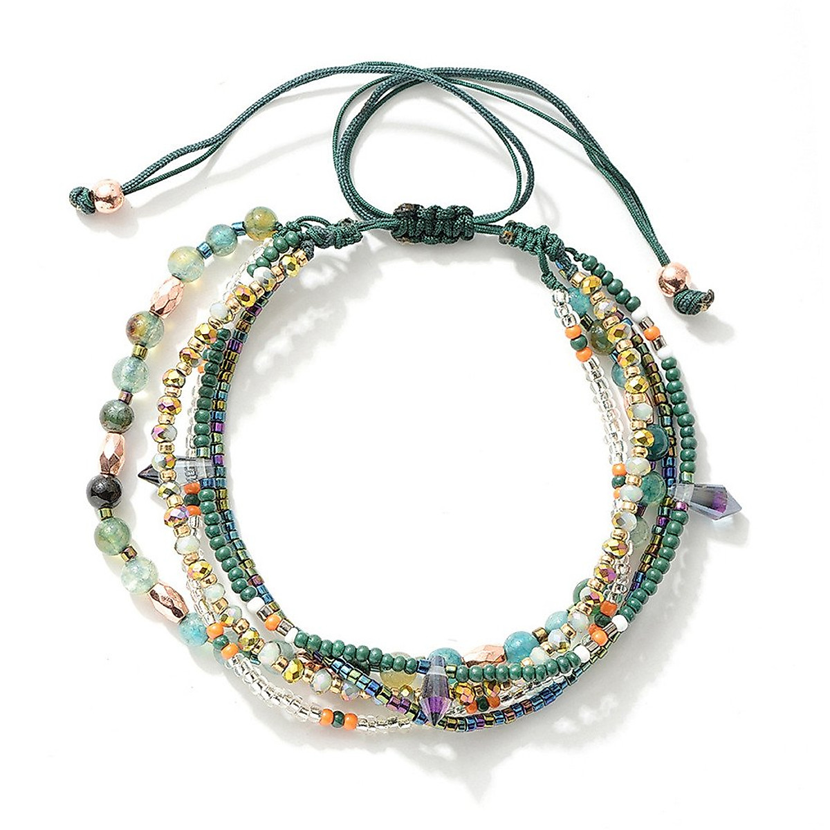 JOYA GIFT Handmade Adjustable Wrap Bracelet Bohemian String Braided Beads Anklets Gifts for Women