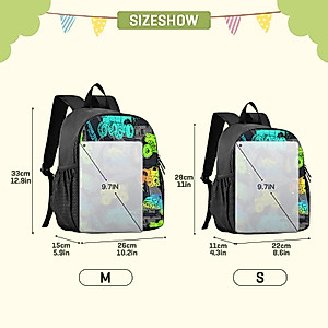 Sletend Toddler Backpack Colorful Monster Truck Waterproof Mini Backpack Boys/Girls Cute Small Backpack Kindergarten Pre School Bags (S)