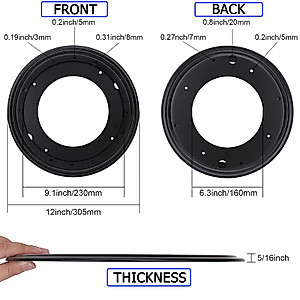 CEE 2Pack 12inch Round Lazy Susan Turntable Bearing Plate 516” Thick Lazy Susan Hardware, Rotating Swivel Plate with 1000 lb Load Capacity, Lazy Susan Turntable Base for Serving Tray, Table, Kitchen