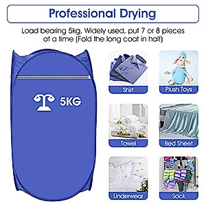 Portable Clothes Dryer Foldable 800W Electric Clothing Drying Machine Fast Garment Dryer Heater with Air Hot Pump for Home Travel Quick Laundry Drying