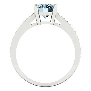 Clara Pucci 2.32 Carat oval cut blue simulated diamond 14k white gold engraving bridal engagement wedding ring size 7