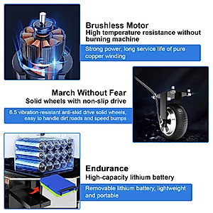 Electric Push Cart Dolly, Moving Platform Hand Truck, 1322 lb Weight Capacity, 20KM Range, Foldable, 360 Degree Swivel Wheels, Black (with Fence, 35.4 * 23.6inch)