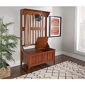 Linon Hall Tree with Storage Bench, 36"W x 18"D x 64"H, Walnut