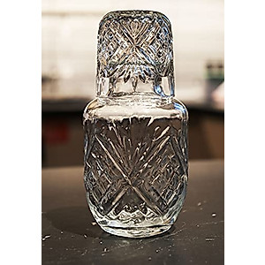 ONS ELITE Bedside Water Carafe with Glass Set - Glass Carafe 16 oz/Cup 4.5 oz - Bedside Carafe Pitcher and Cup - Night Carafe with Glass - Beautiful Gift Box (ORCHID)