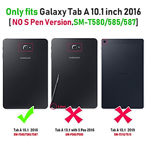 Timecity Case for Samsung Galaxy Tab A 10.1 inch 2016 Release, SM-T580 T585 T587 Case, Heavy Duty Protection Case with Screen Protector, Stand, Hand Strap and Shoulder Strap Stylus Holder - Black