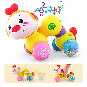 Vanmor Baby Toys 6 to 12 Months, Infant Musical Crawling Toy, Press and Go Interactive Inchworm Toy with Light Up, Caterpillar Tummy Time Educational Toddler Toys 6 7 8 9 12 18 Months Boy Girl Gift