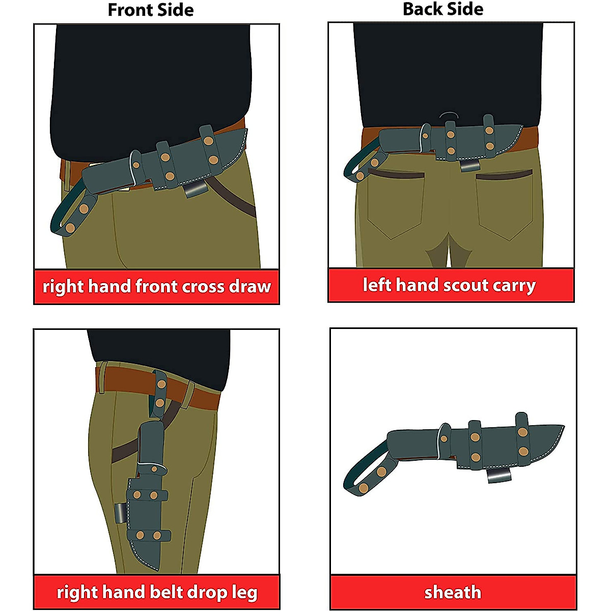 GCS Handmade G10 Handle D2 Tool Steel Tactical knife Hunting Knife Camp Knife with leather sheath Full tang blade designed for Hunting & EDC GCS 210