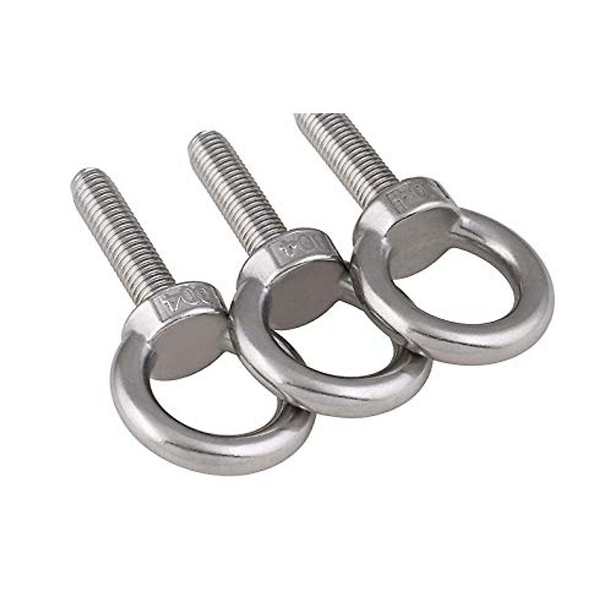 Abimars 304 Stainless Steel Machinery Shoulder Lifting Eye Bolt, 4 PCS M10 Extended Thread Lifting Eyebolts with Lock Nuts, Lock Washers, Flat Washers