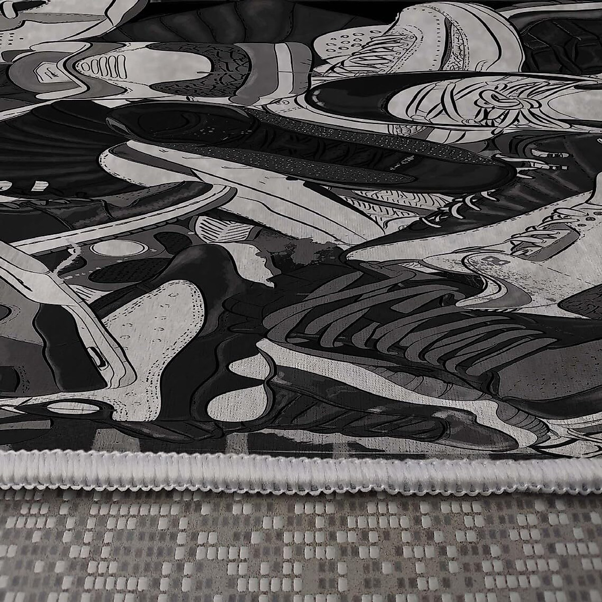 Generic Dark Colour Sneakers Rug, Custom Sneakers, Sneakers, Shoes Rug, Street Rug, Sneakers Decor Rug, Sneaker Art, Fashion Street Rug, Cool Carpet, 4.6 x 6.56 feet, Colourful