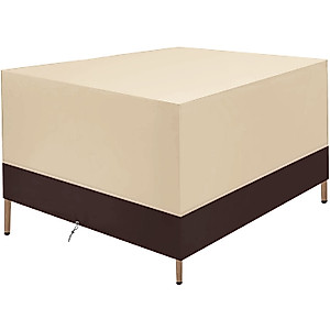 Mancro Square Patio Table Cover, 48 Inch Water-Resistant Outdoor Furniture Covers for Table and Chairs, Windproof & UV-Protection Patio Cover Fire Pit Covers 48L x 48W x 29H, Brown Outdoor Table Cover