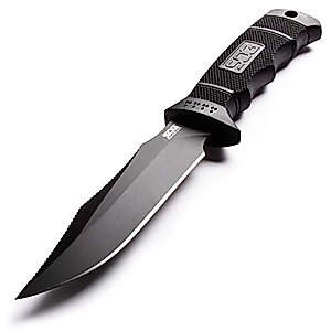 SOG Fixed Blade Knives with Sheath - SEAL Pup Elite Survival Knife, Hunting Knife w/ 4.85 Inch AUS-8 Bowie Knife Blade for a Tactical Knife (E37SN-CP)