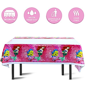 Ariel Birthday Party Supplies, Party Decorations Set Include Banner, Tablecloth, Balloons, Hanging Swirls, Cake Cupcake Toppers for Girls Little Mermaid Party Decorations