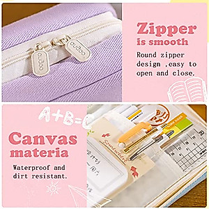 iSuperb Big Capacity Pencil Case Large Pencil Pouch Passport Bag Zipper Stationery Storage Cosmetic Makeup Bag Organizers for Women (Beige)