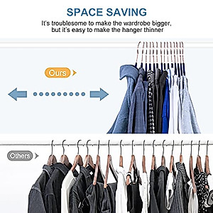 Velvet Clothes Hangers, ESEOE 30 Pack Non Slip Suit Hangers with Rose Gold Color Swivel Hook, Ultra Thin Space Saving, Wide for Coat, Shirt, Pants, Ties (Blue)