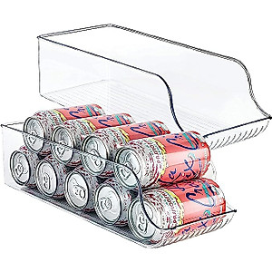 Clear Can Dispenser for Soda and Food - Open Top Storage Organizer for Pantry, Fridge and Freezer - Set of 2