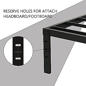 Wulanos Queen Size Bed Frame, 3500lbs Heavy Duty Metal Platform with Steel Slats Support, Sturdy and Durable Noise-Free, 14 Inches High Bedframes with Ample Storage, No Box Spring Needed, Black