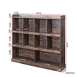 Runhippo 10 Shelf Bookcase Wood Bookcase Cube Storage Shelf Cube Organizer Shelves Bookshelf Storage for Bedroom Open Cube Bookshelf