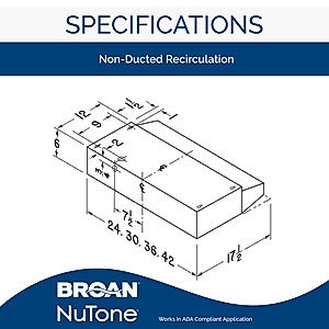 Broan-NuTone BUEZ130BL Non-Ducted Ductless Range Hood with Lights Exhaust Fan for Under Cabinet, 30-Inch, Black