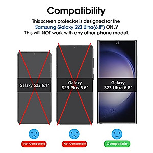 amFilm [2+2 Pack Compatible with Samsung Galaxy S23 Ultra Screen Protector n Camera Lens Protector 5G 6.8", Fingerprint ID Compatible, with Easy Installation Tool, HD Clear, TPU Film Full Coverage