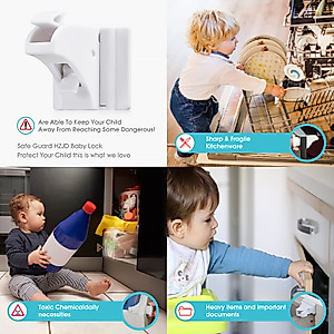 HZJD Magnetic Cabinet Locks Baby(4 Pack and 1 Keys)