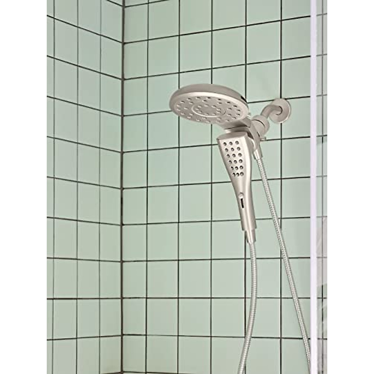 Moen Verso Spot Resist Brushed Nickel Rainshower/Handshower Combination with Infiniti Dial and Magnetix Docking, 60" Hose, 220C2EPSRN