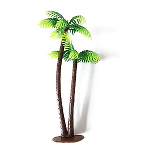 HEALLILY 24PCS Simulation Coconut Tree Decor Fish Tank Landscape Decoration Realistic Coconut Tree Photo Props Mini Plastic Coconut Tree Ornament Green Bonsai Figurines,Miniature Trees