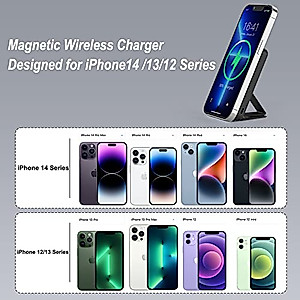 AOGUERBE Magnetic Power Bank, 10000mAh Foldable Wireless Portable Charger with USB-C Cable LED Display, Mag-Safe Battery Pack 22.5W PD Fast Charging for iPhone 14/13/12 Pro/Pro Max/Plus/Mini, Black