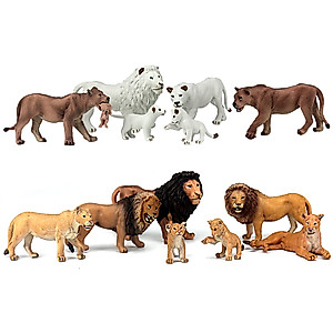 FUNSHOWCASE African Jungle Animals Toy Lions Figure Realistic Plastic Figurine Playset Lot 13-Piece