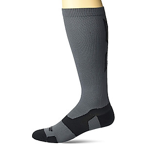 2XU Womens Vectr Full Length Socks, Titanium/Black, 7-8 US