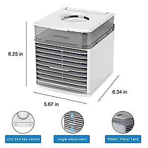 Hua Sheng Portable air conditioner, personal air cooler, 3-speed 7-color night light, mini air conditioner, table fan in room and office, air humidifier, air cooler with USB cable
