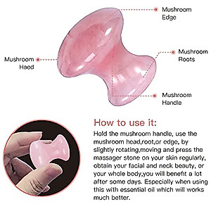 Melous Gua Sha Facial Tools, Jade Roller Guasha Massage Rose Quartz Mushroom Shape Stones Face Lift Remove Wrinkles Massager Gift for Women