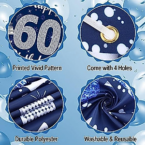 60th Birthday Decorations for Men Navy Blue Silver Happy 60th Birthday Door Banner Cover and 18Pcs Blue Silver 60th Birthday Balloons for Men Women 60th Birthday Party Decorations