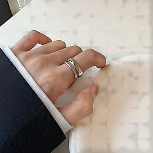 XIANGTAO 925 Sterling Silver Rings Adjustable - Women's Ring Adjustable Cool Wave Ring Open Ring Personalized Ring